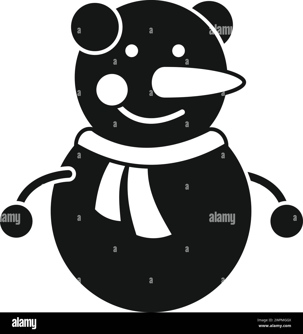 New Year snowman icon simple vector. Face happy character. Kids sticker ...