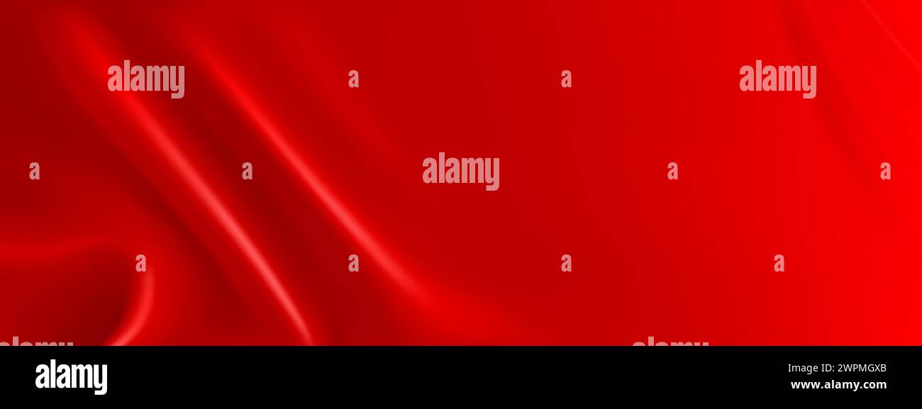 Red silk fabric with flow liquid waves effect horizontal background ...