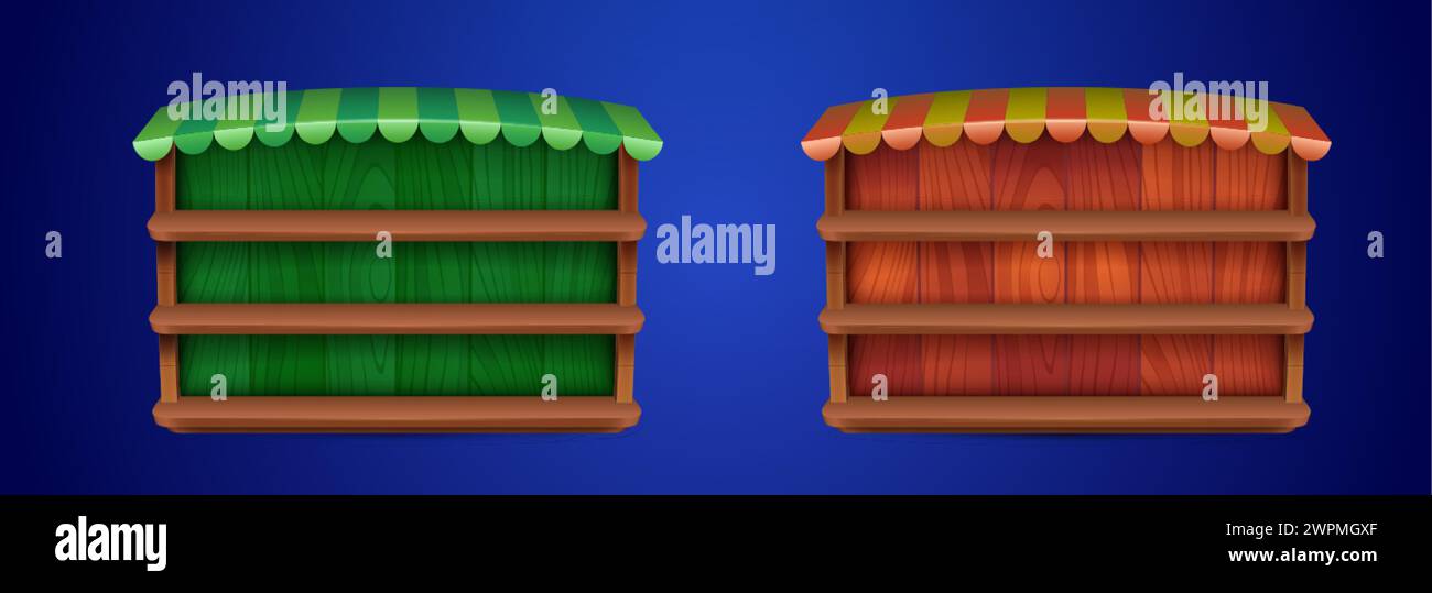 Shop window template for game ui design. Cartoon vector illustration ...