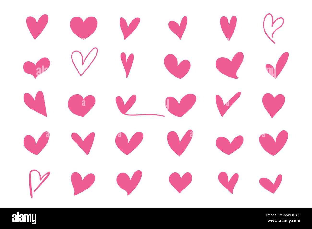 Different doodle hearts collection. Hand drawn doodle hearts set ...