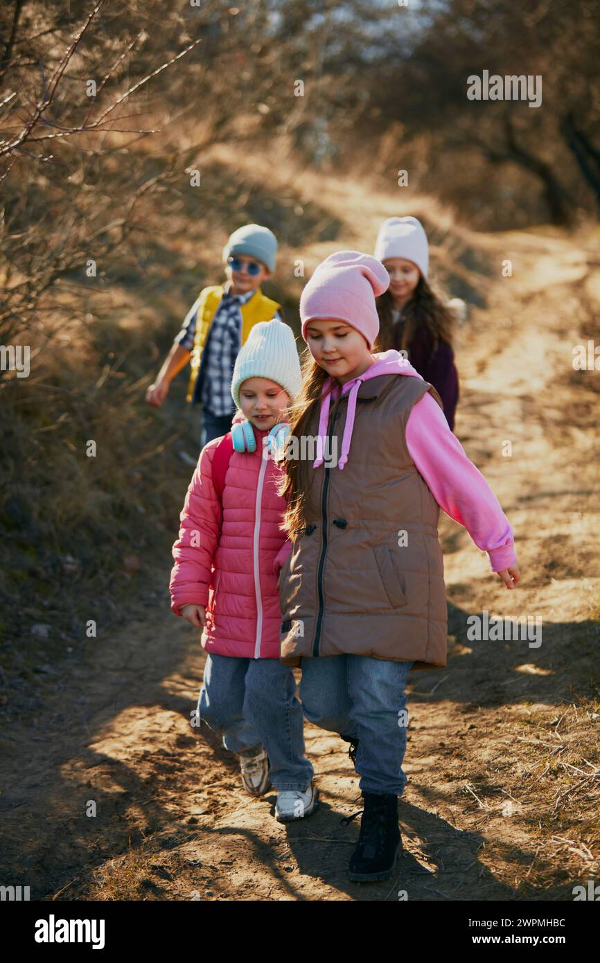 Group girls playing forest hi-res stock photography and images - Alamy