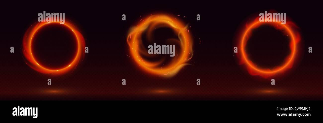 Red circle frames set isolated on transparent background. Vector ...