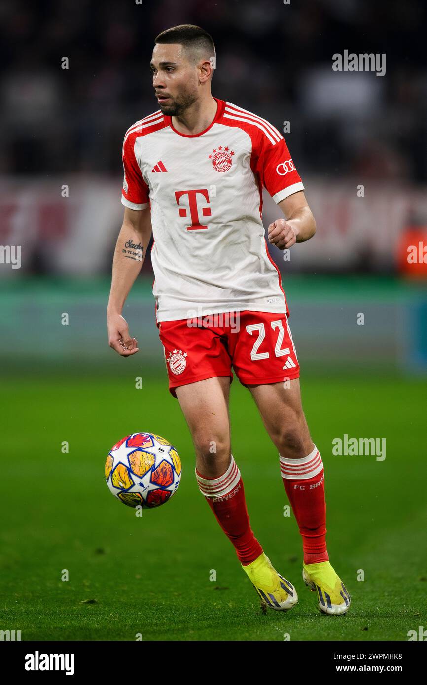 Munich, Germany. 5 March 2024. Raphael Guerreiro of FC Bayern Munchen ...