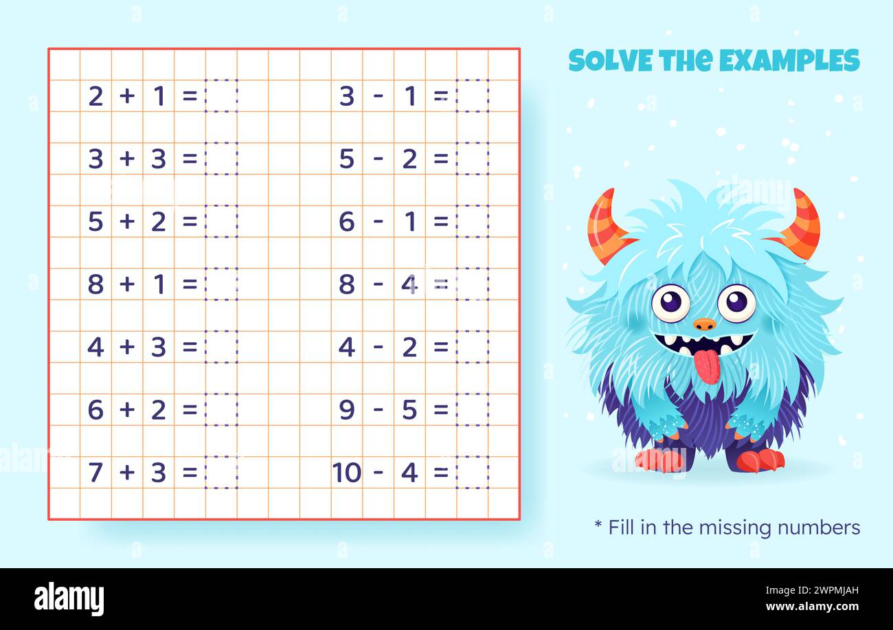 Math game for kids. Addition and subtraction Stock Vector Image & Art ...