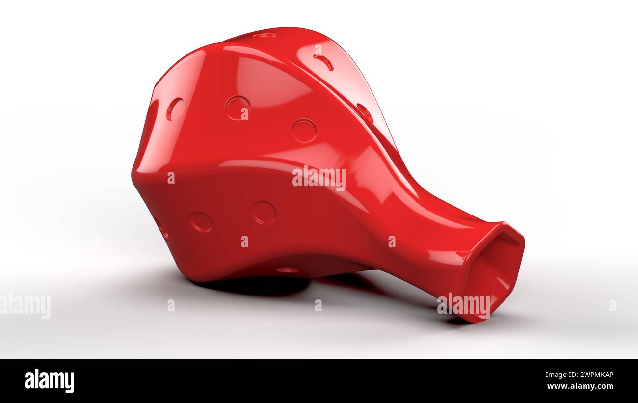 Red Vase. Twisted body design. Lying down. Isolated on white background ...