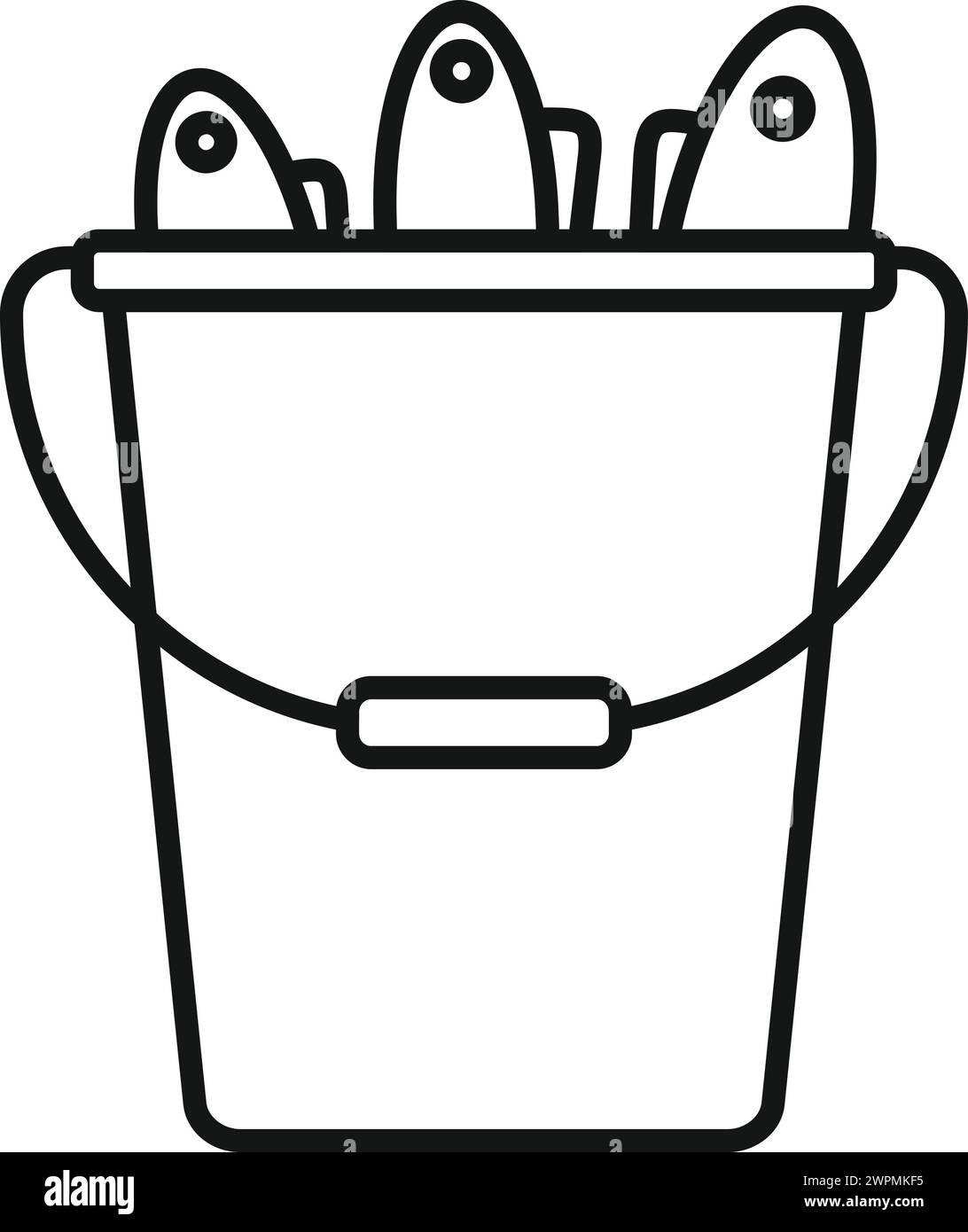 Full bucket of fish icon outline vector. Icy day season. Landscape ...