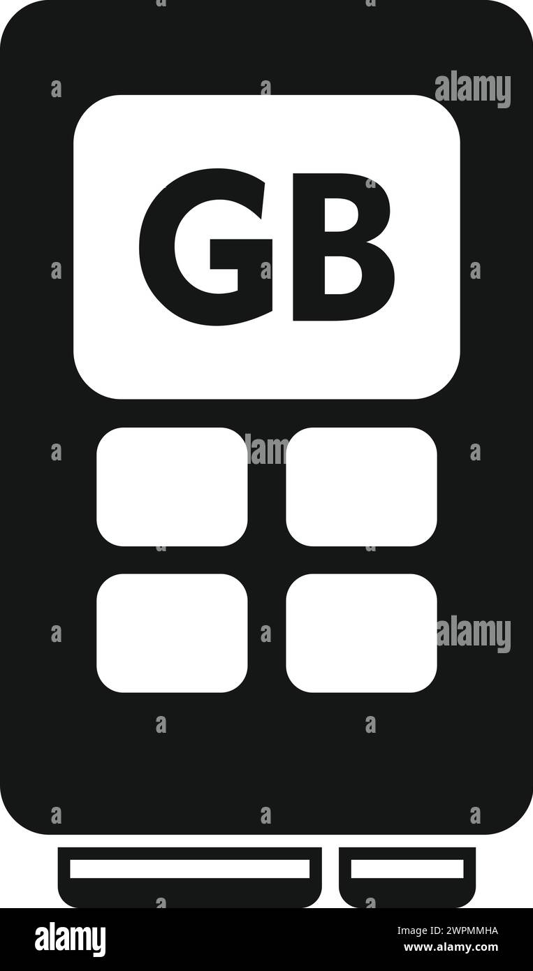 Gb memory board icon simple vector. Solid machine. Computer disk device ...