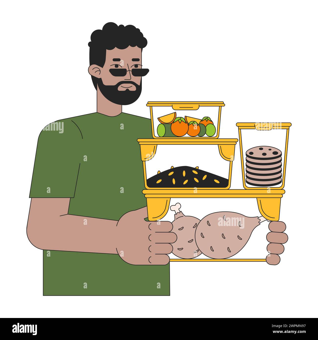 Meal prepping line cartoon flat illustration Stock Vector Image & Art ...