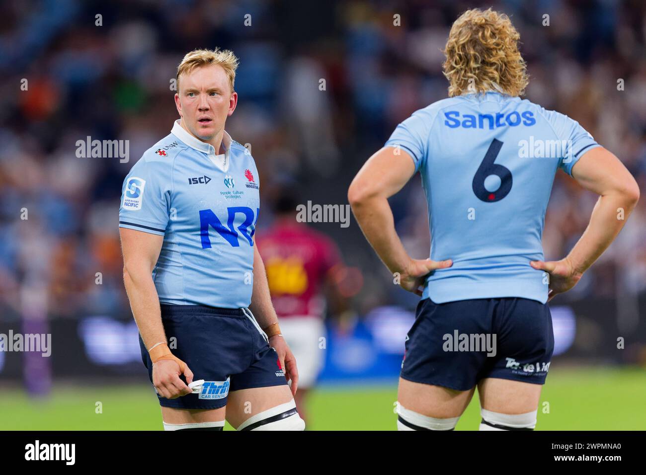 Sydney, Australia. 08th Mar, 2024. Hugh Sinclair of the Waratahs looks ...