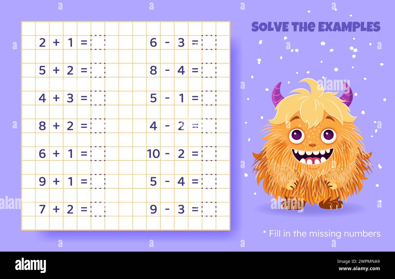 Math game for kids. Addition and subtraction Stock Vector Image & Art ...