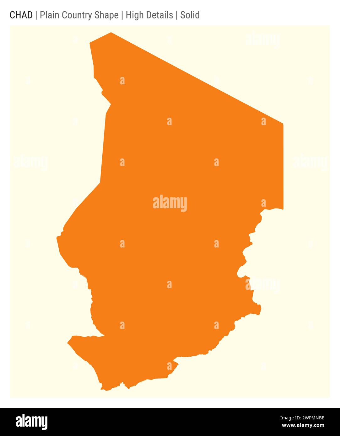 Chad plain country map. High details. Solid style. Shape of Chad ...