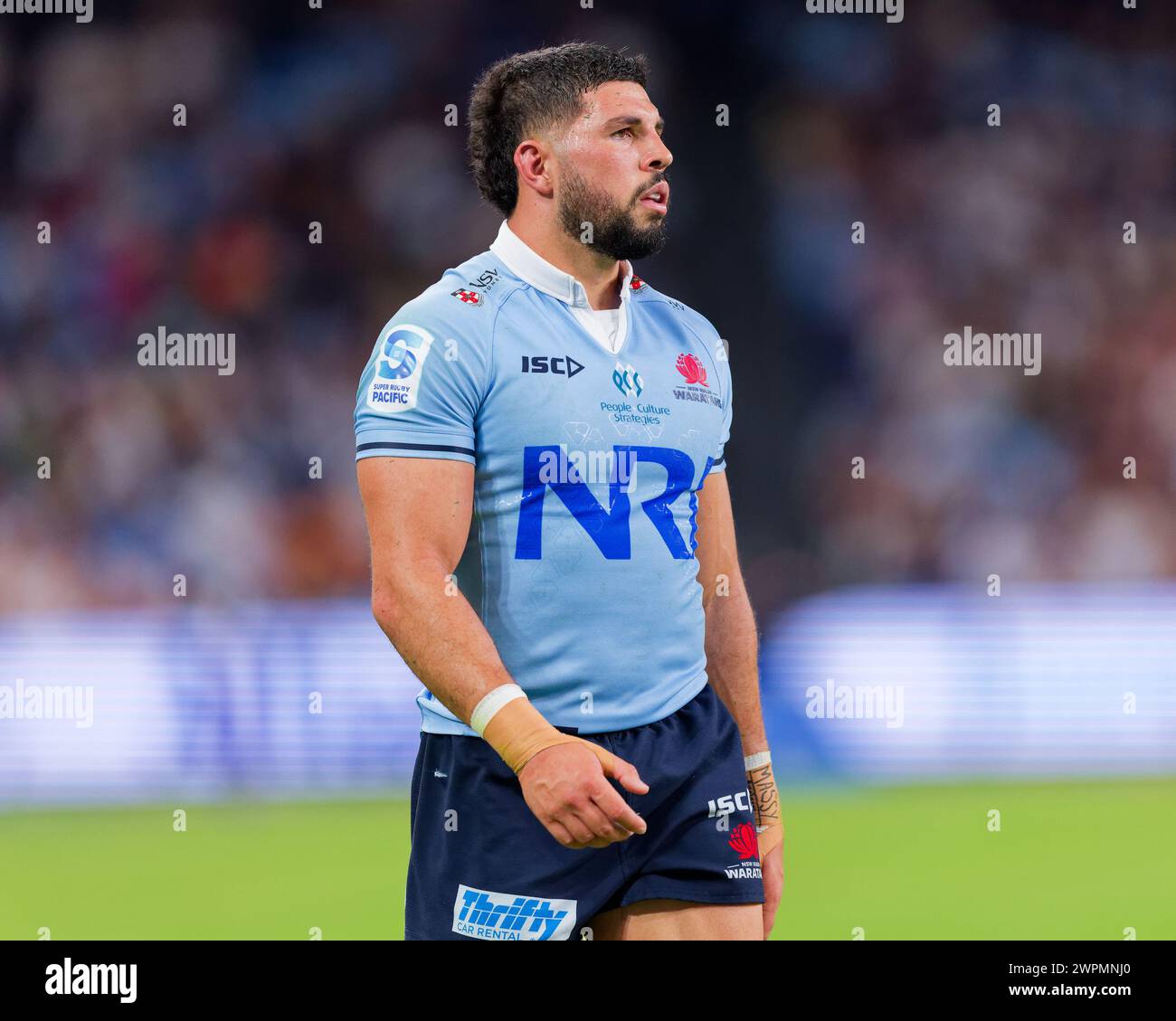 Sydney, Australia. 08th Mar, 2024. Triston Reilly of the Waratahs looks ...
