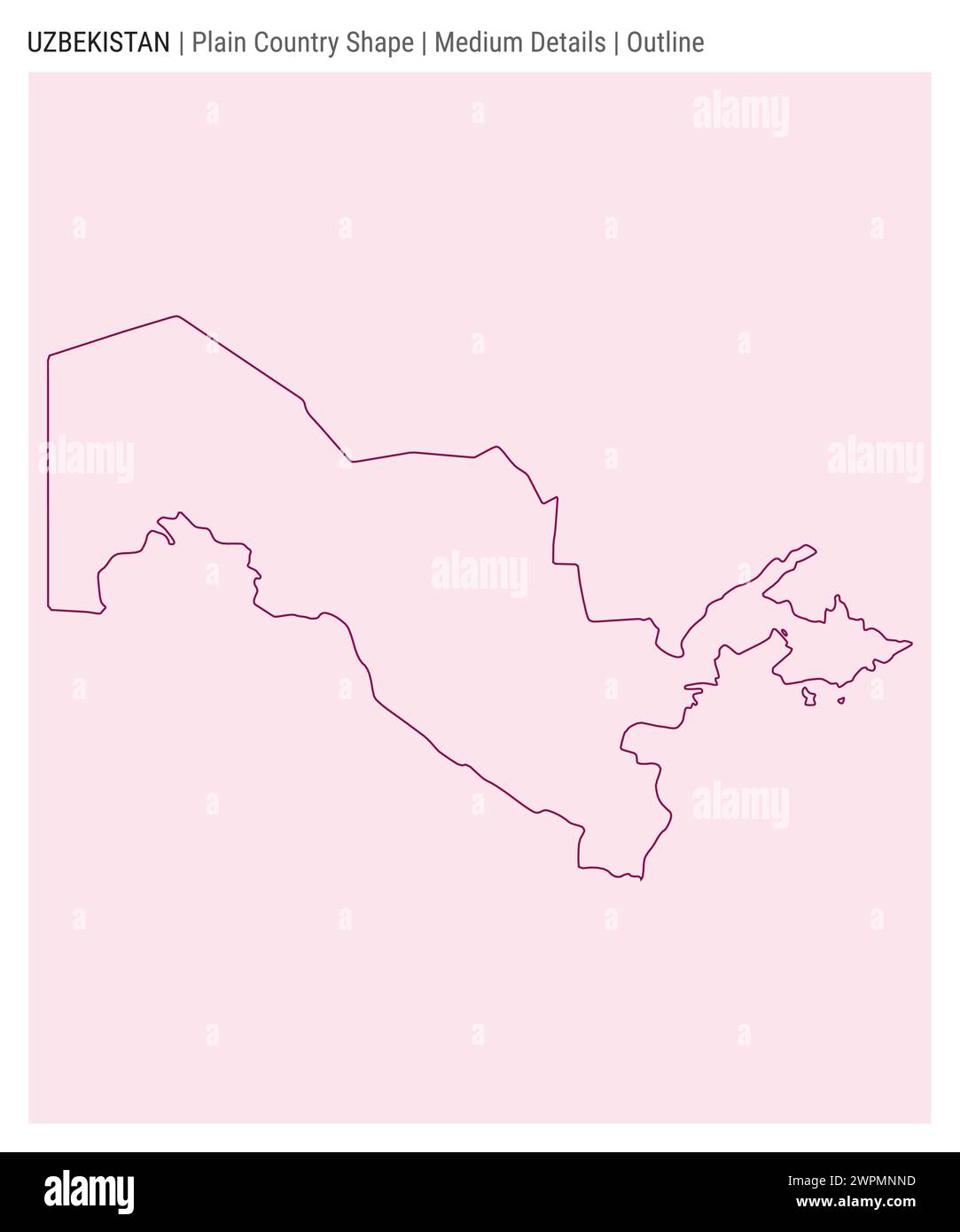 Uzbekistan plain country map. Medium details. Outline style. Shape of ...
