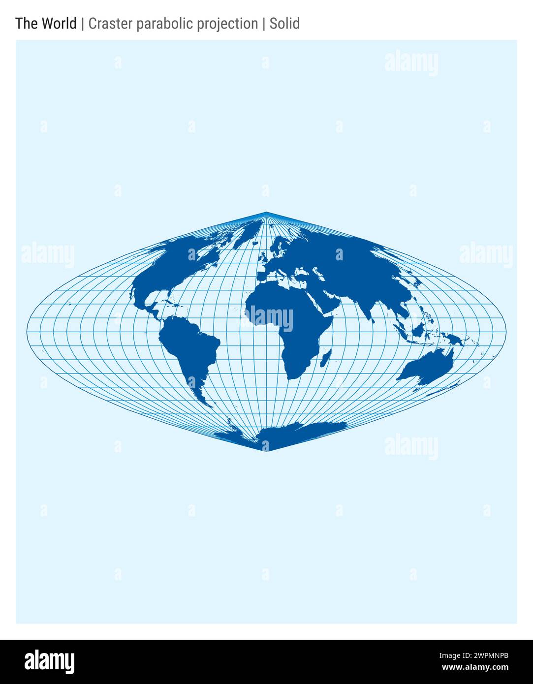 World Map. Craster parabolic projection. Solid style. High Detail World ...