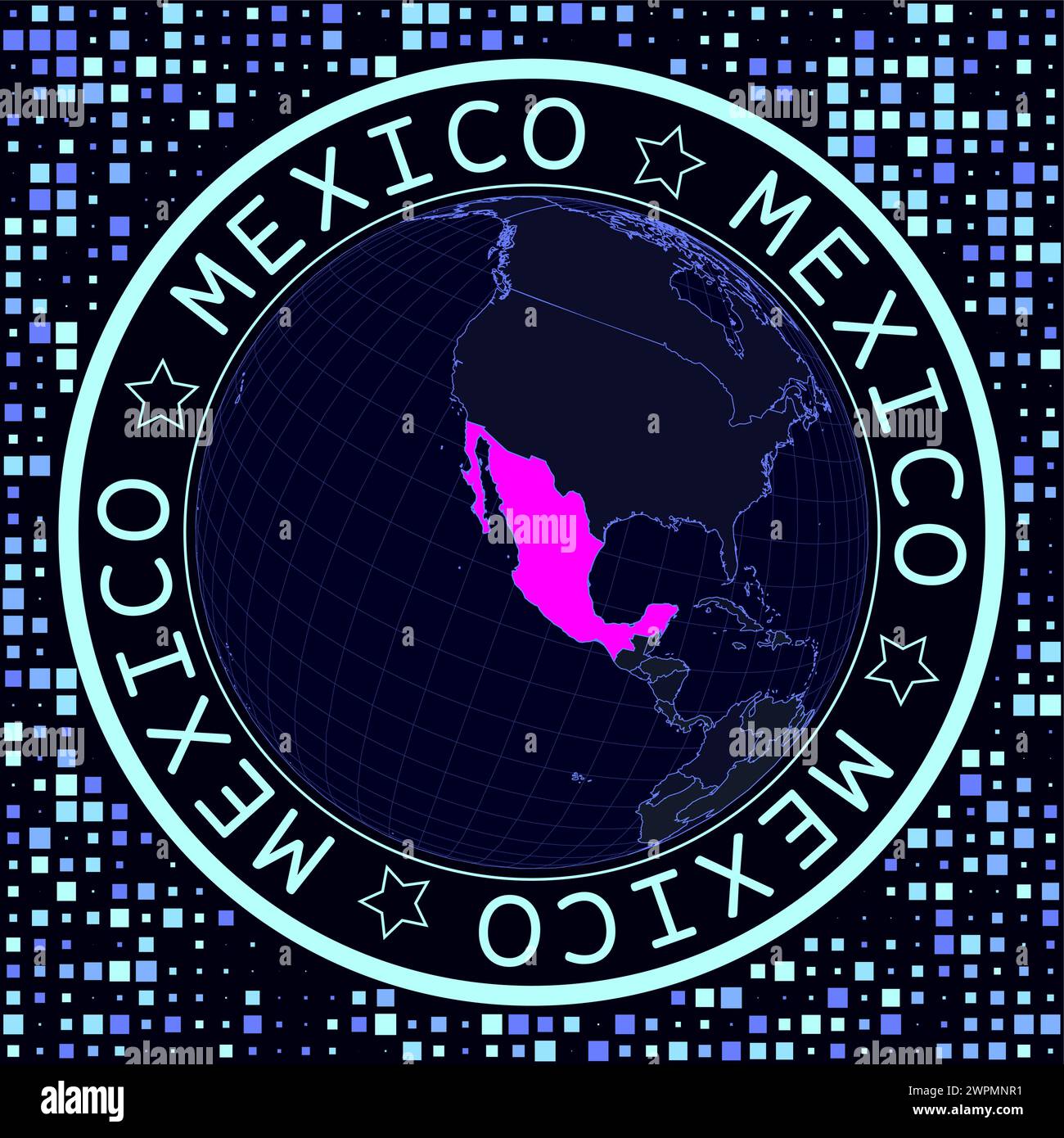 Mexico on globe vector. Futuristic satellite view of the world centered ...