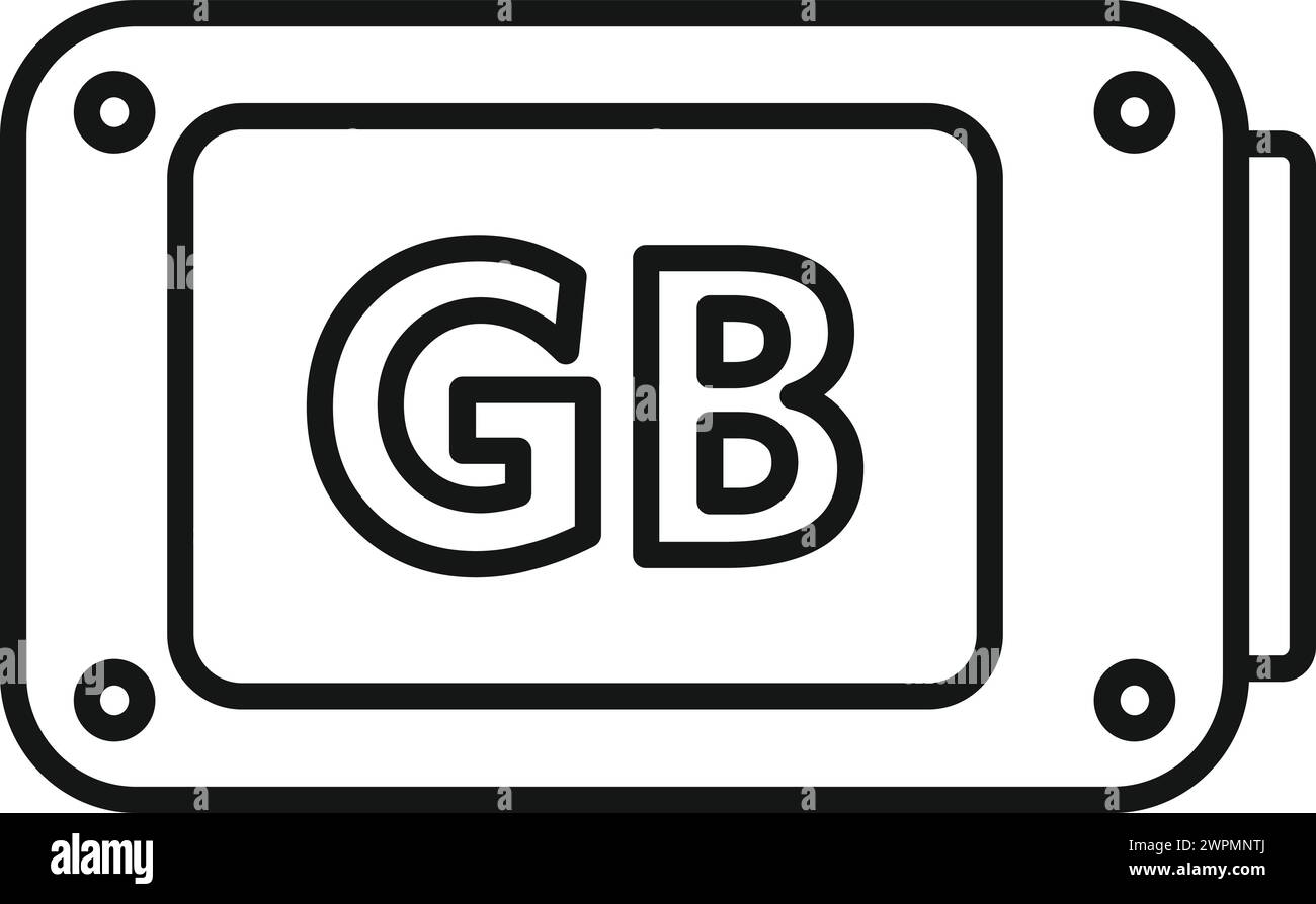 GB storage focus icon outline vector. State backup ssd. Device disk sd ...