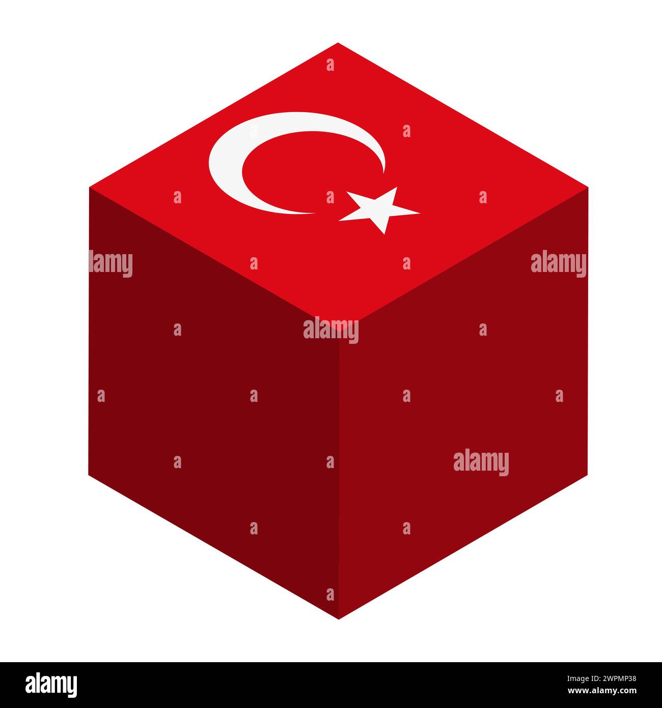 Turkey flag - isometric 3D cube isolated on white background. Vector object Stock Vector Image ...