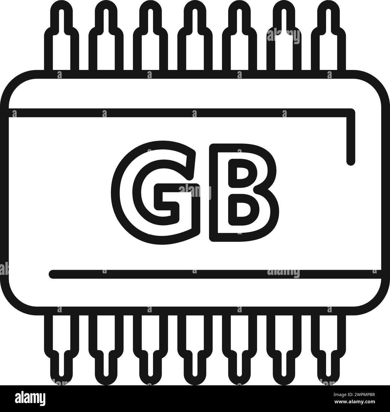 Gb product scheme icon outline vector. Micro chip digital. Size ...