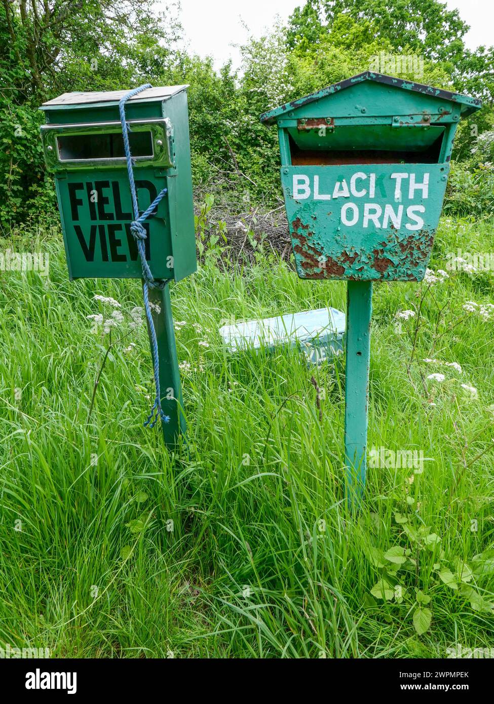 Timber man-made letter boxes in a very rural location and in need of ...