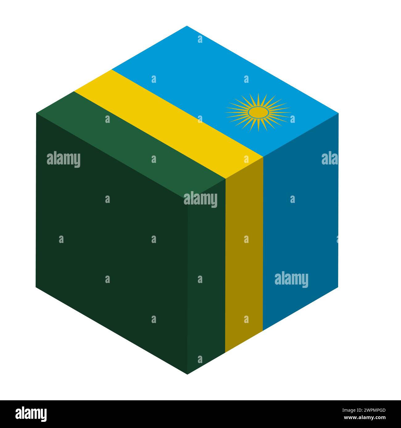 Rwanda flag - isometric 3D cube isolated on white background. Vector object Stock Vector Image ...