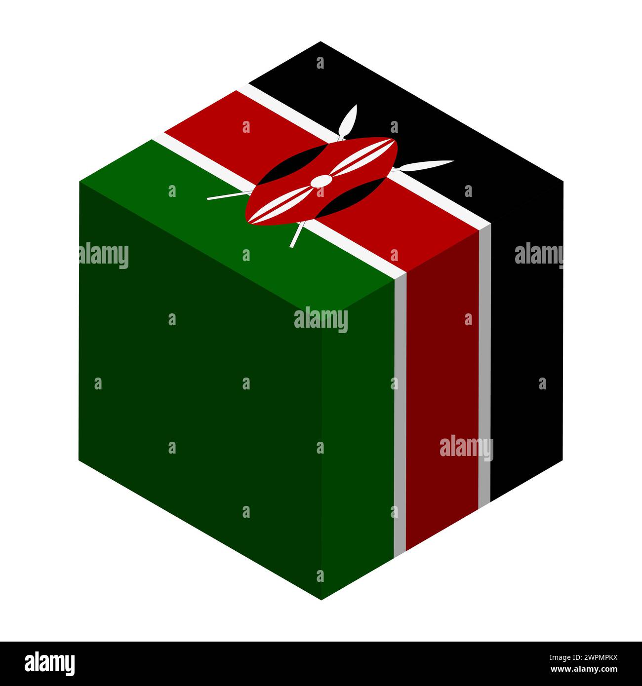 Kenya flag - isometric 3D cube isolated on white background. Vector object Stock Vector Image ...