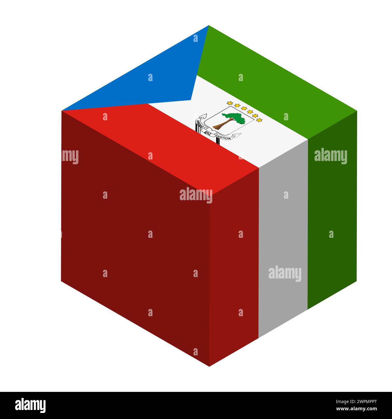 Equatorial Guinea flag - isometric 3D cube isolated on white background. Vector object Stock ...