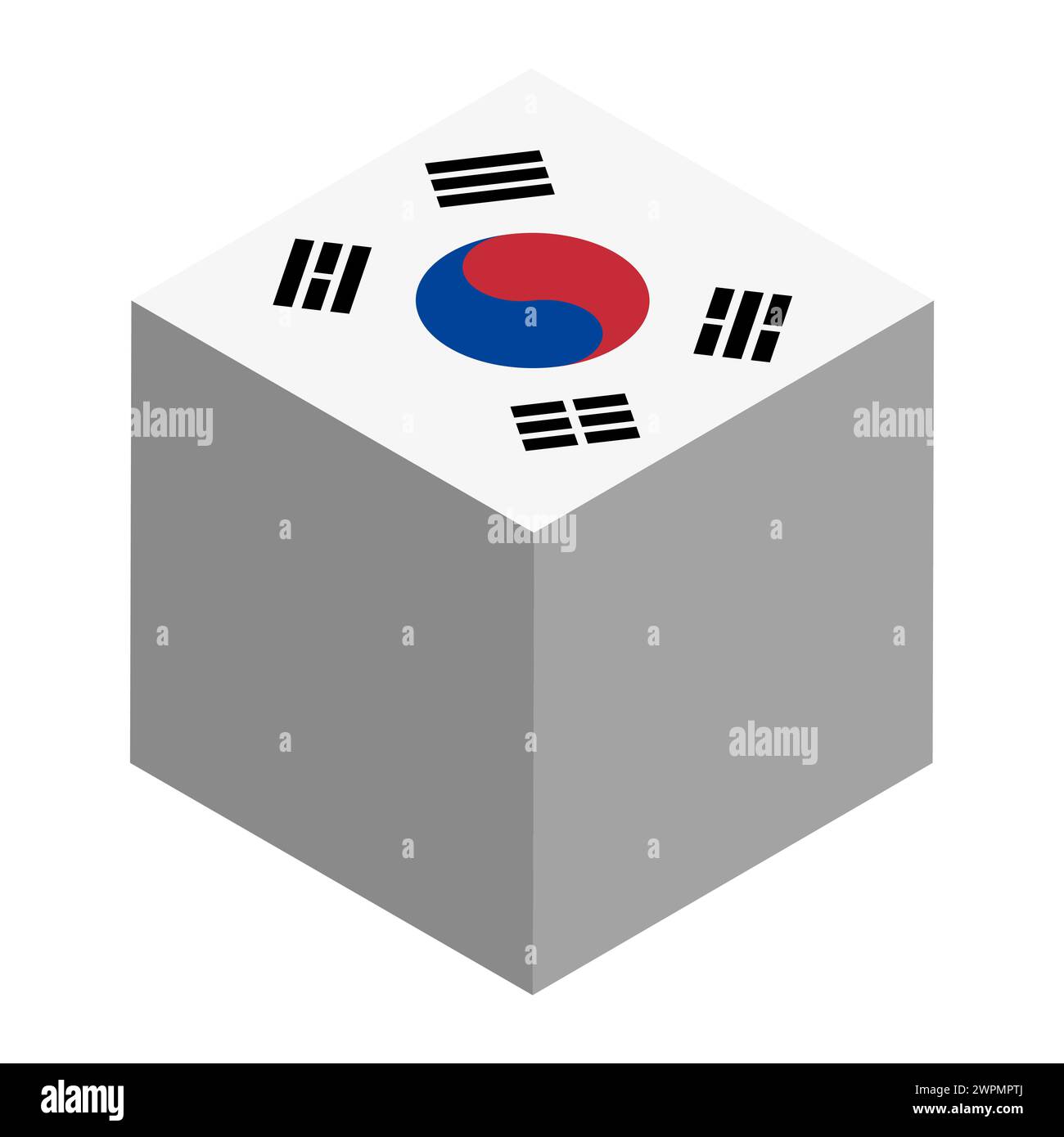 South Korea flag - isometric 3D cube isolated on white background. Vector object Stock Vector ...