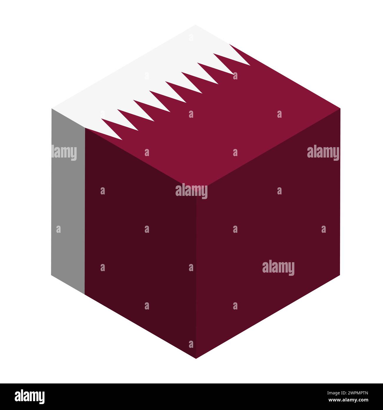 Qatar flag - isometric 3D cube isolated on white background. Vector ...