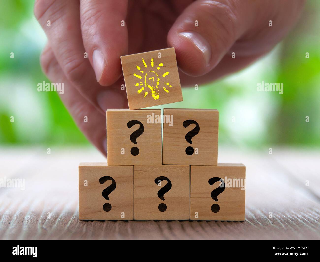 Question marks light bulb idea hi-res stock photography and images - Alamy