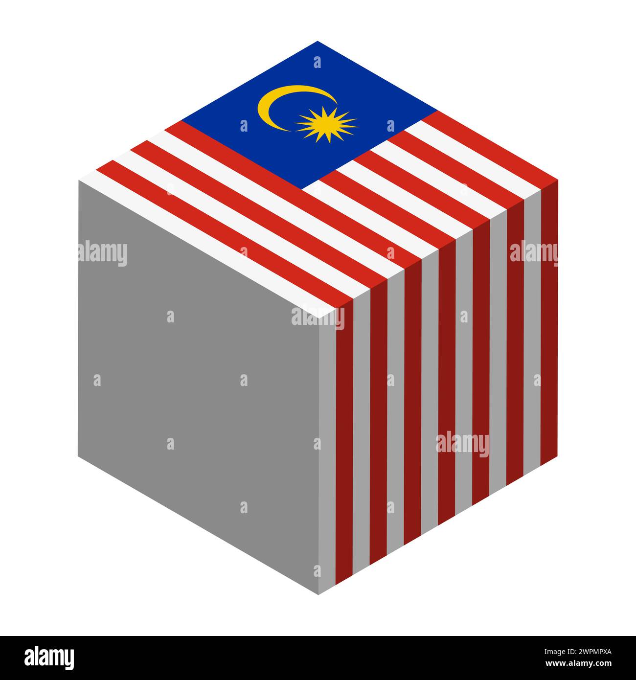 Malaysia flag - isometric 3D cube isolated on white background. Vector object Stock Vector Image ...