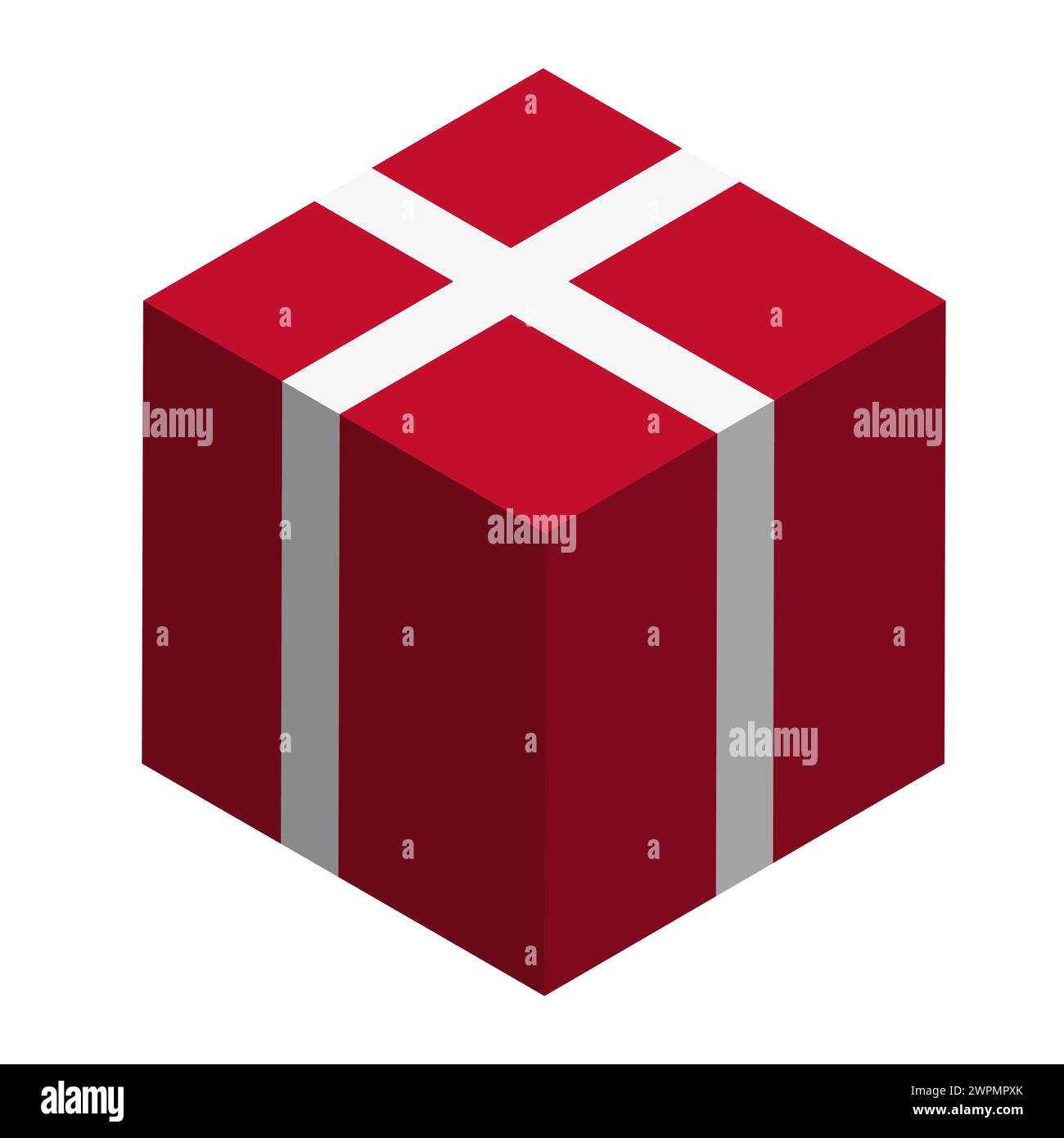 Denmark flag - isometric 3D cube isolated on white background. Vector ...