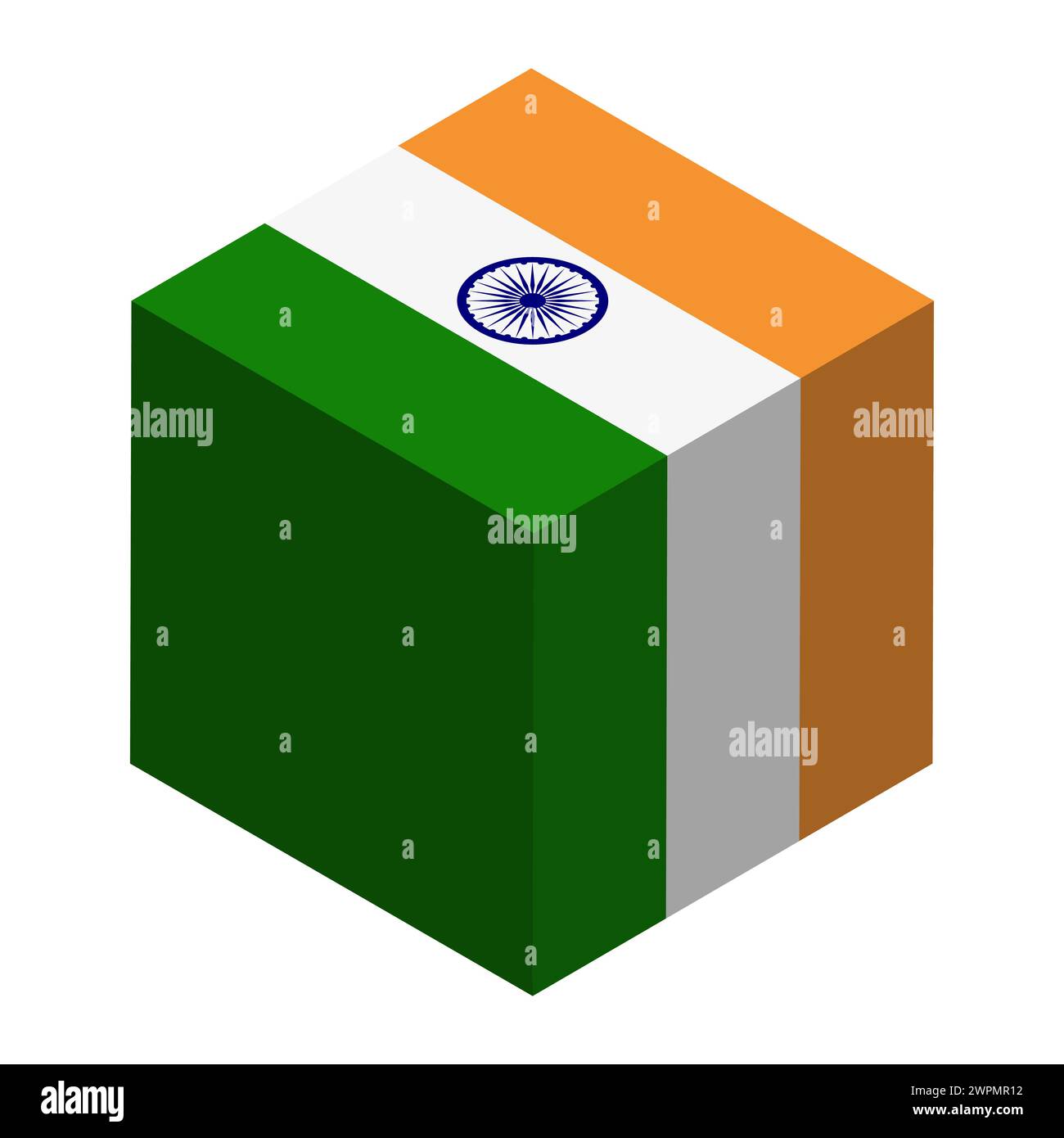 India flag - isometric 3D cube isolated on white background. Vector object Stock Vector Image ...