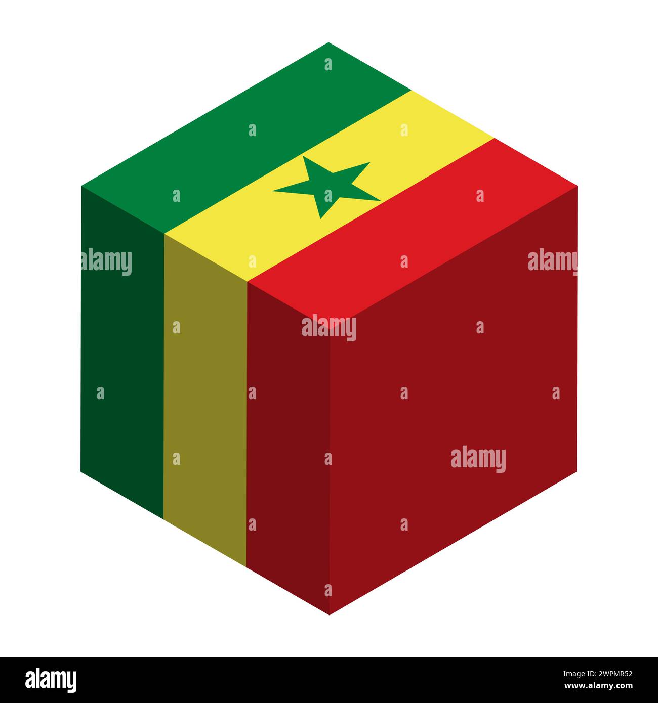 Senegal flag - isometric 3D cube isolated on white background. Vector object Stock Vector Image ...