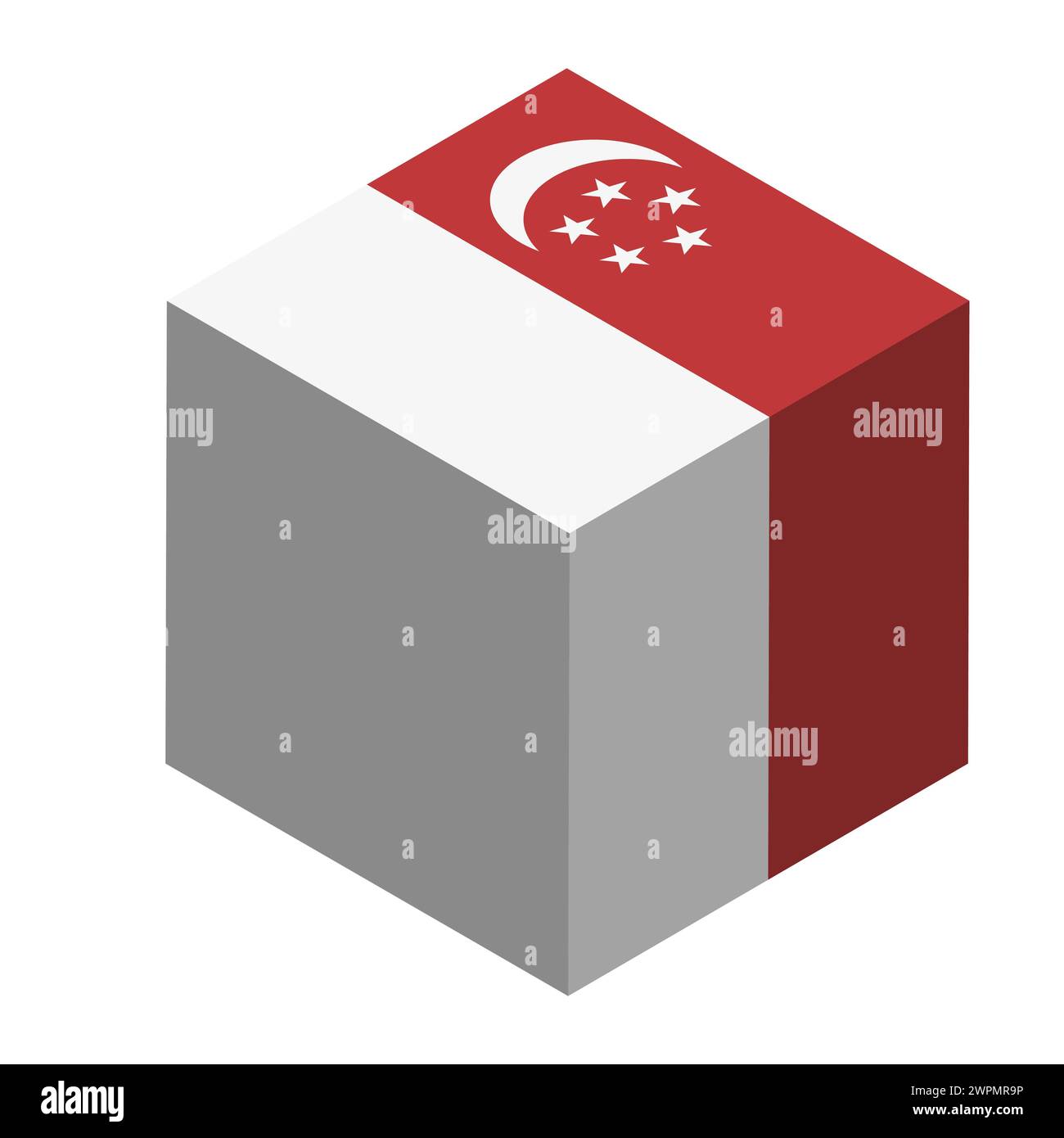 Singapore flag - isometric 3D cube isolated on white background. Vector object Stock Vector ...