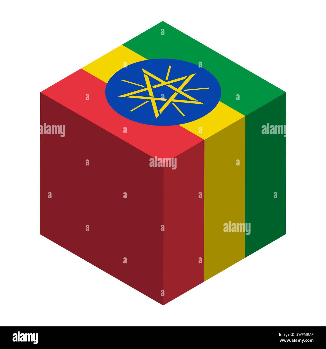 Ethiopia flag - isometric 3D cube isolated on white background. Vector object Stock Vector Image ...