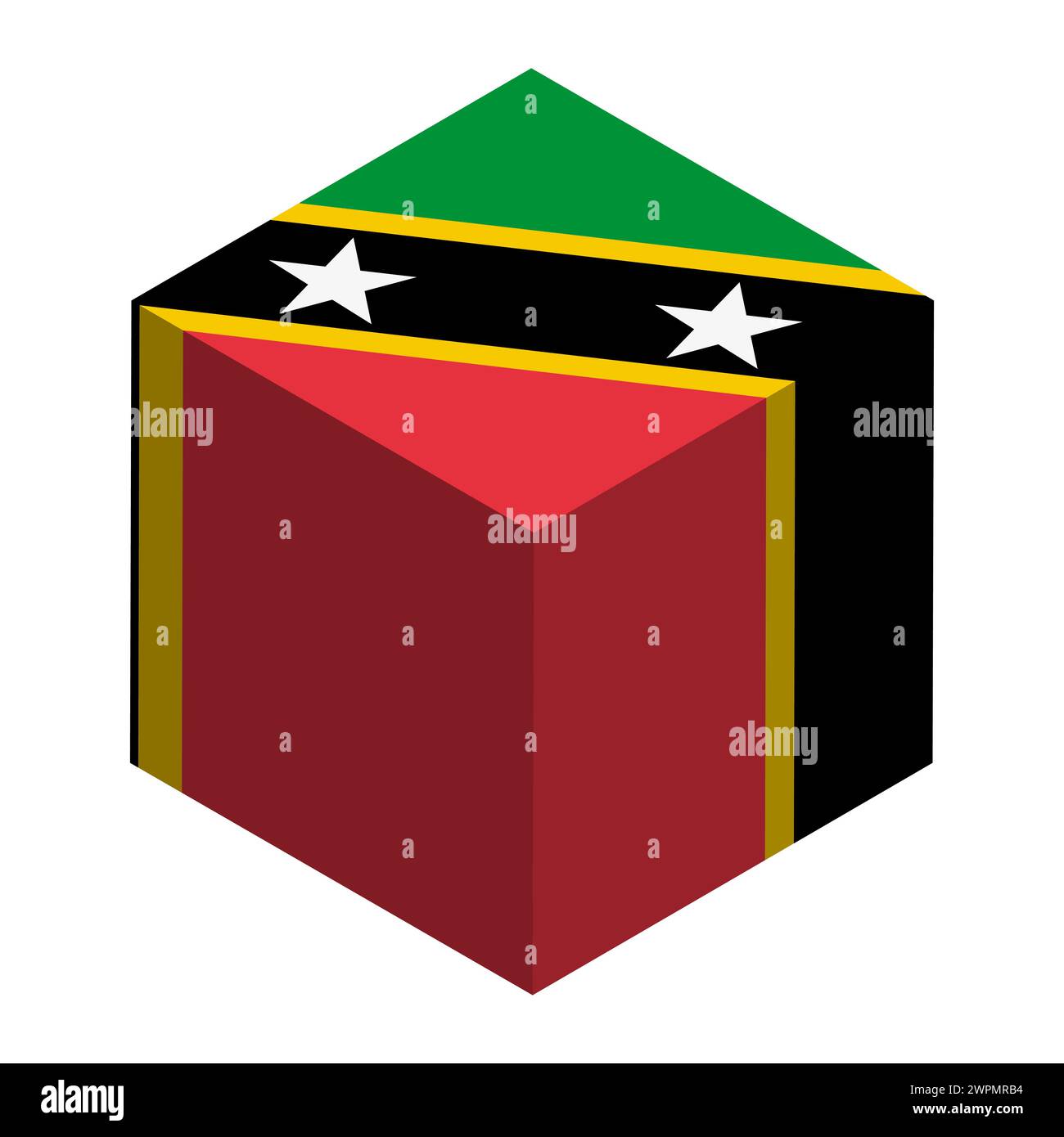 Saint Kitts and Nevis flag - isometric 3D cube isolated on white background. Vector object Stock ...