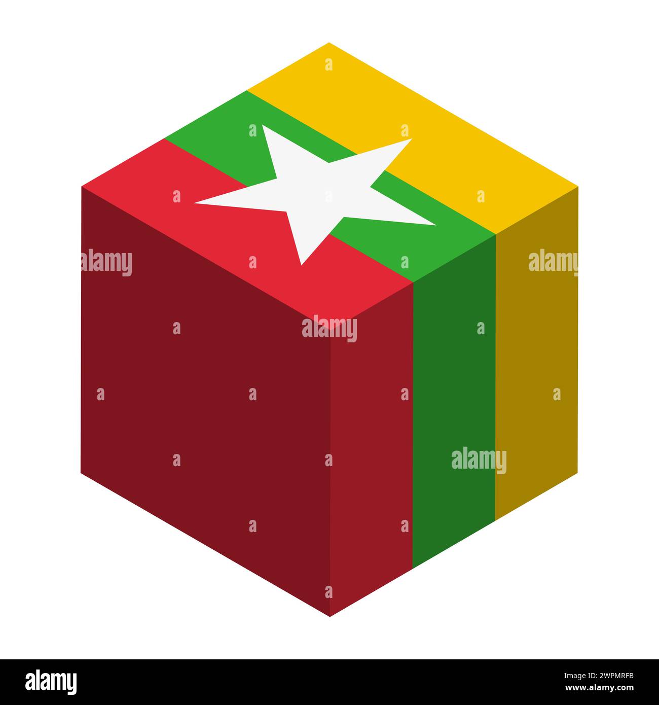 Myanmar flag - isometric 3D cube isolated on white background. Vector object Stock Vector Image ...