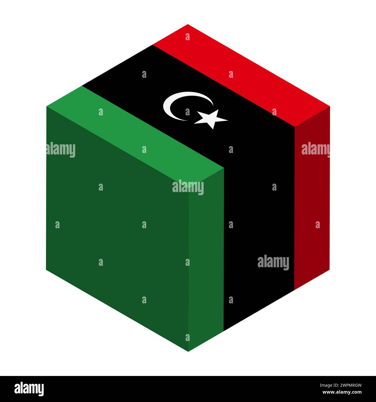 Libya flag - isometric 3D cube isolated on white background. Vector object Stock Vector Image ...