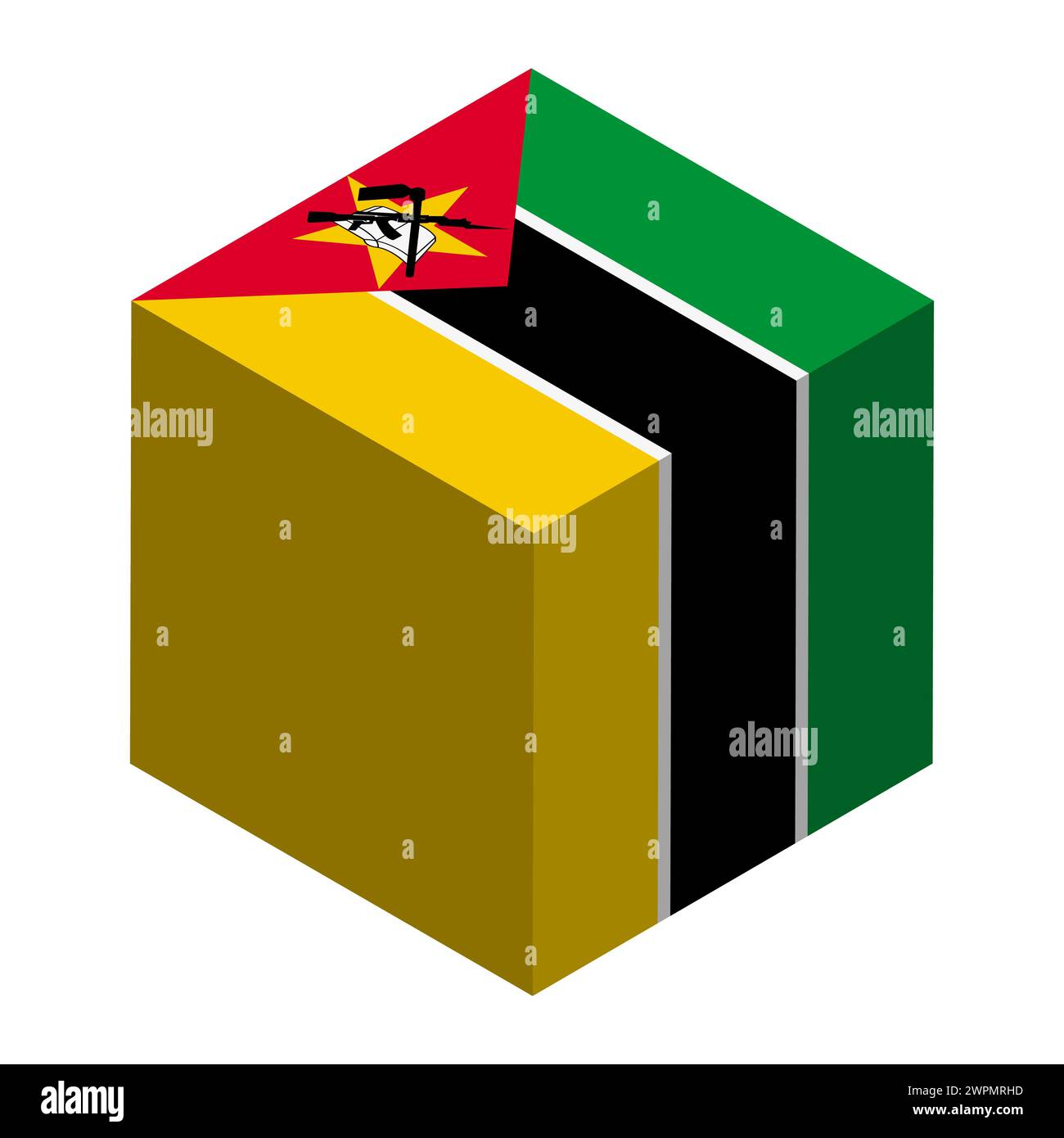 Mozambique flag - isometric 3D cube isolated on white background. Vector object Stock Vector ...