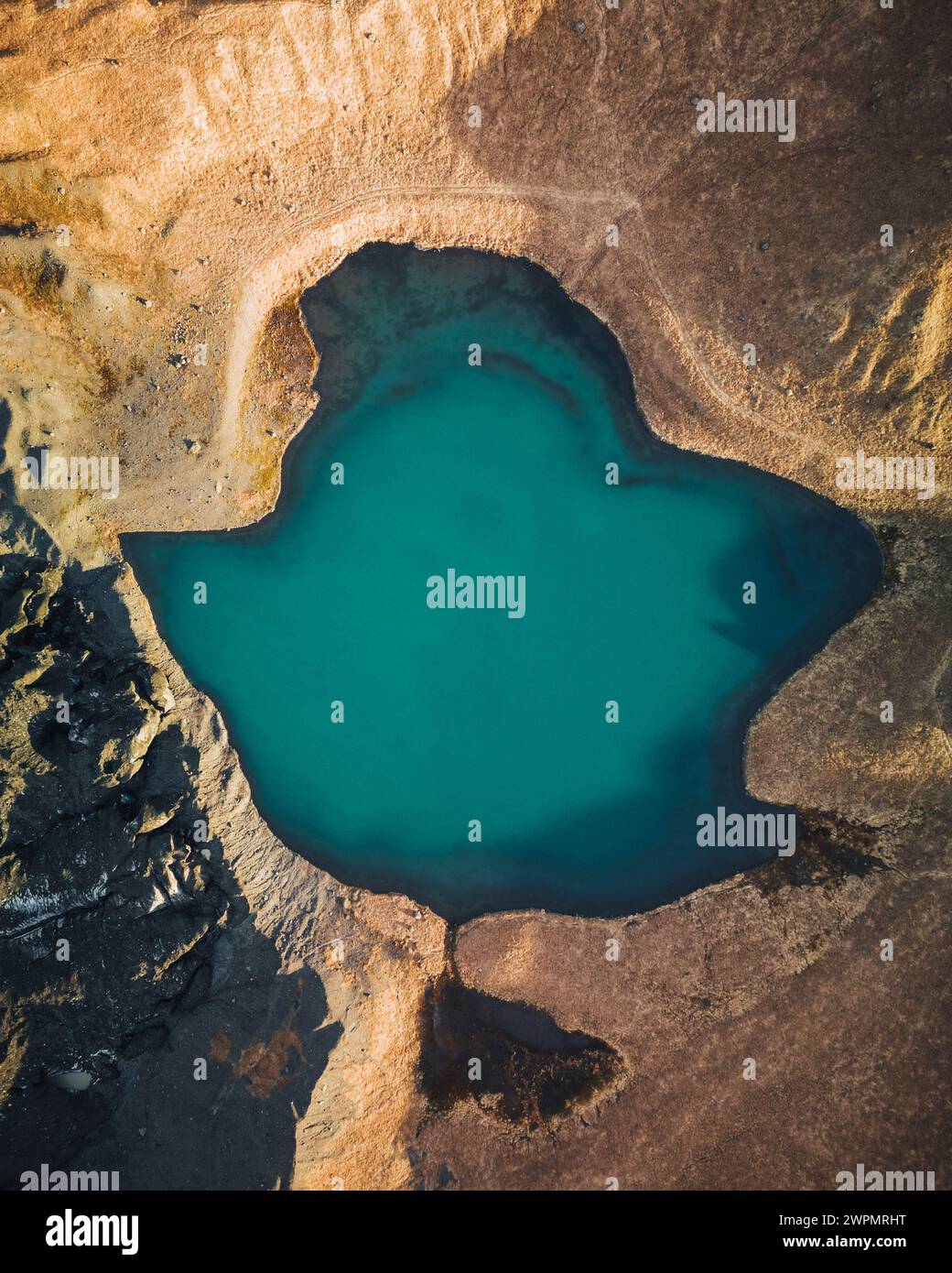 An aerial view of a lagoon with turquoise waters. Iceland Stock Photo ...