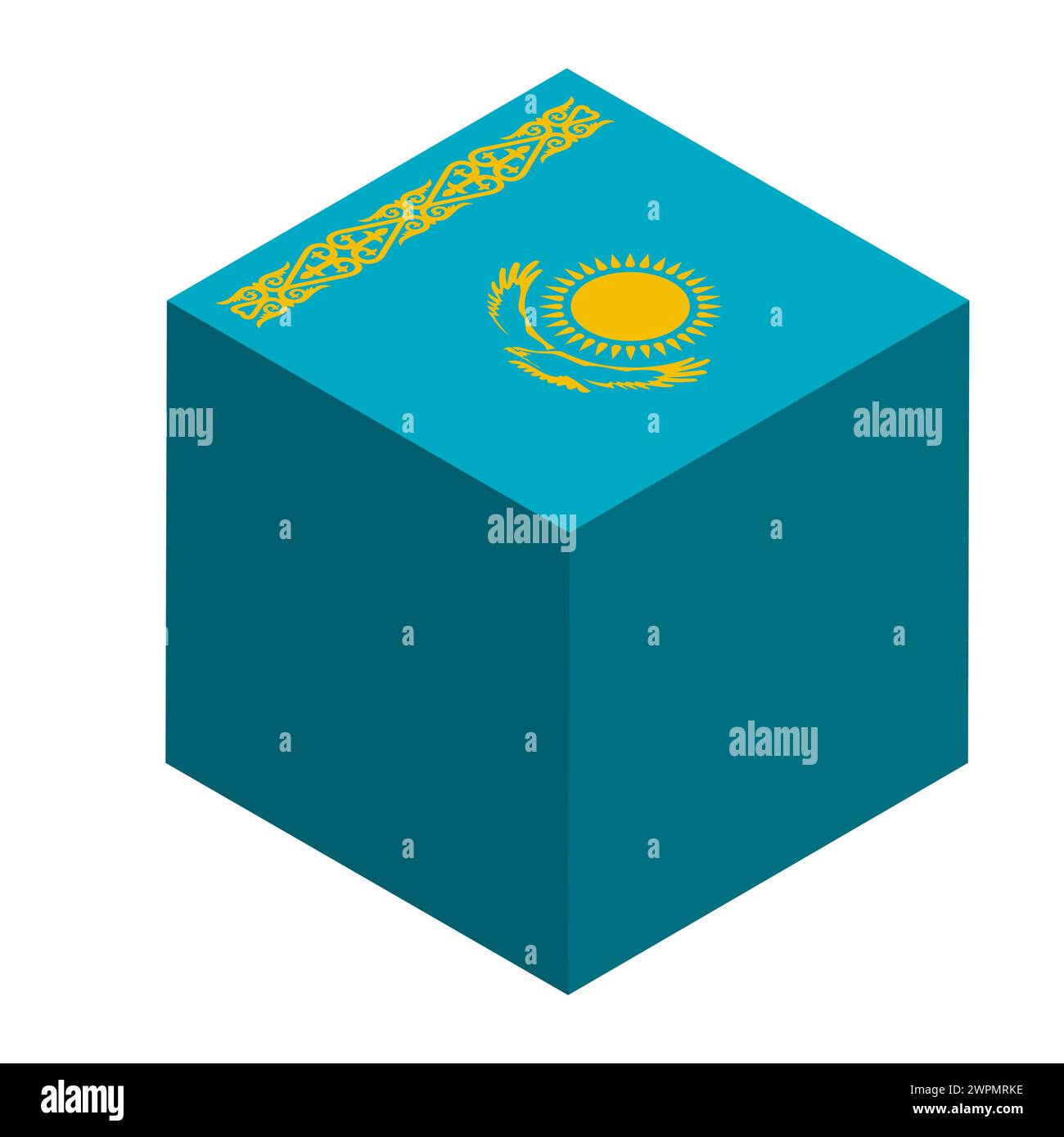 Kazakhstan flag - isometric 3D cube isolated on white background. Vector object Stock Vector ...