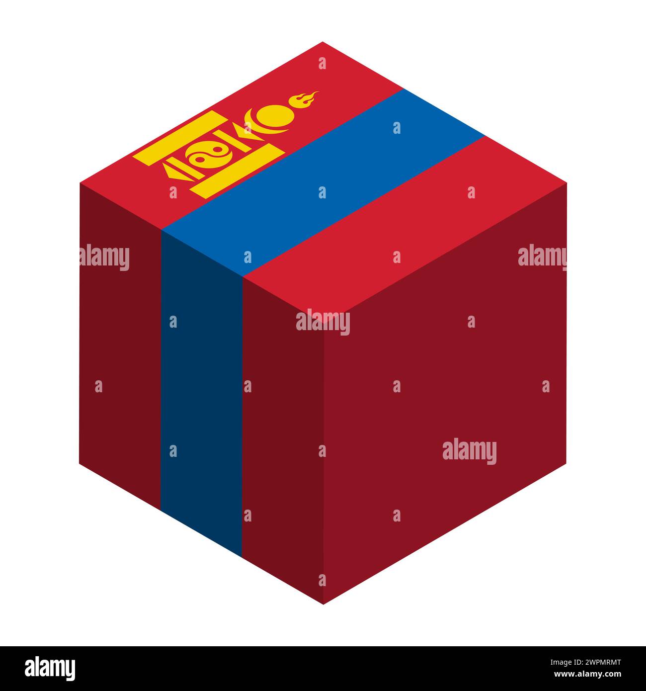 Mongolia flag - isometric 3D cube isolated on white background. Vector object Stock Vector Image ...