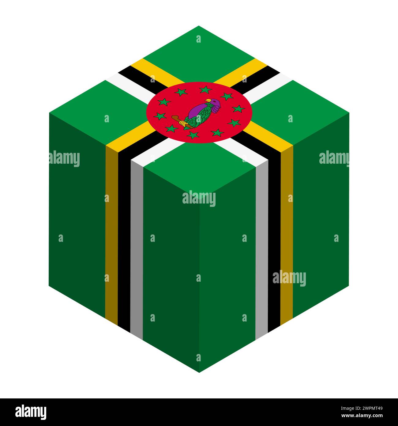 Dominica flag - isometric 3D cube isolated on white background. Vector object Stock Vector Image ...