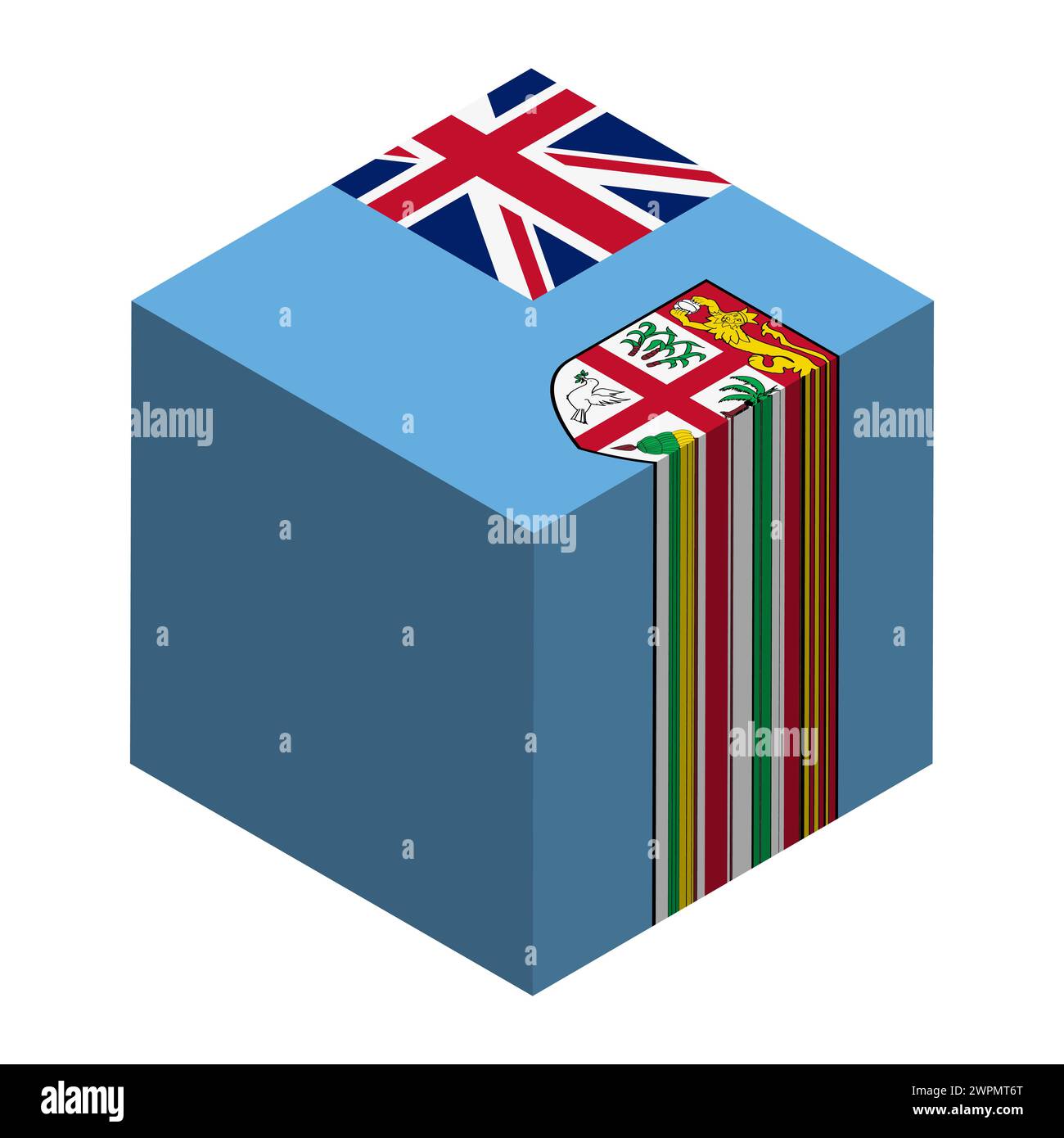 Fiji flag - isometric 3D cube isolated on white background. Vector object Stock Vector Image ...