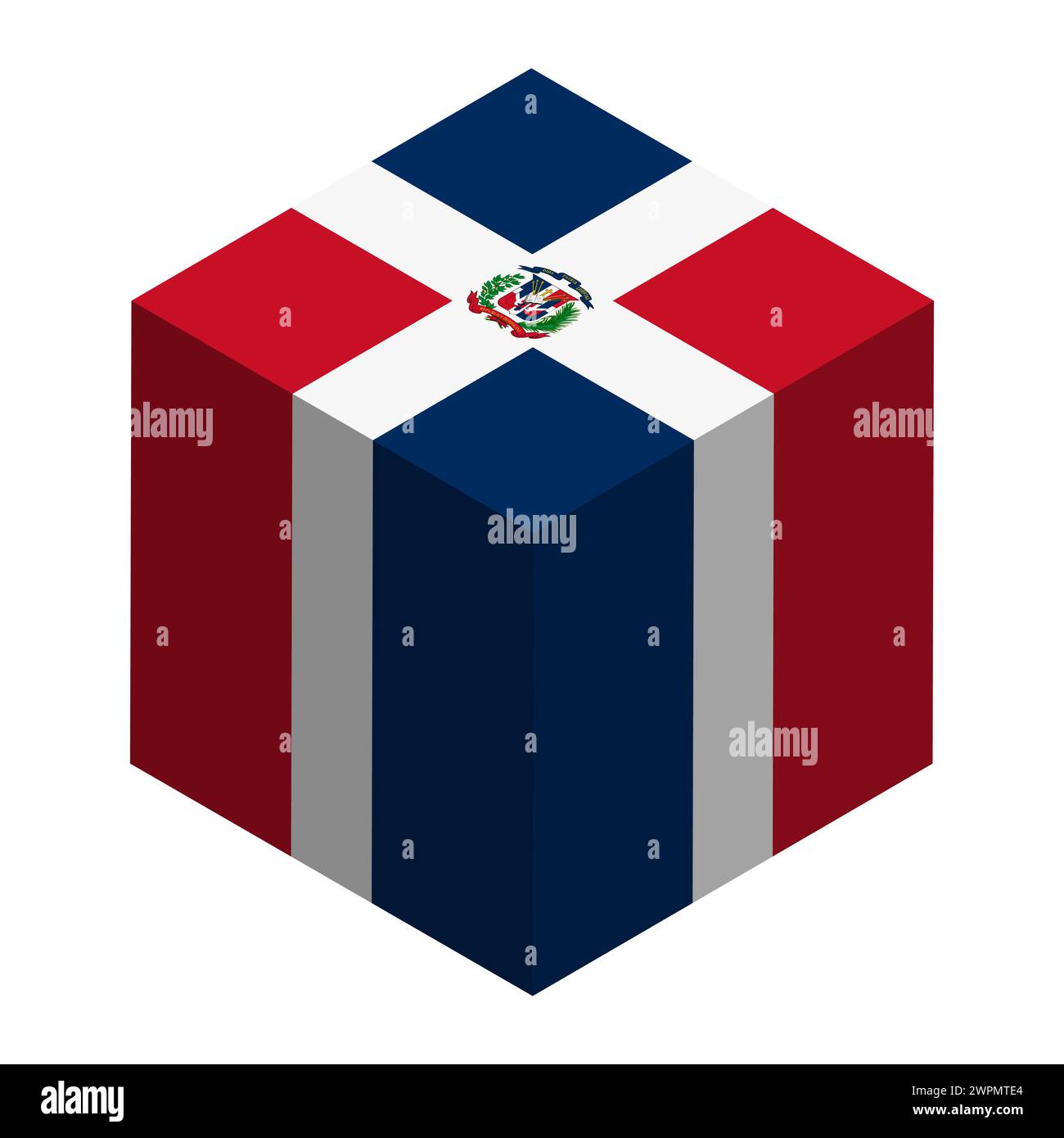 Dominican Republic flag - isometric 3D cube isolated on white background. Vector object Stock ...