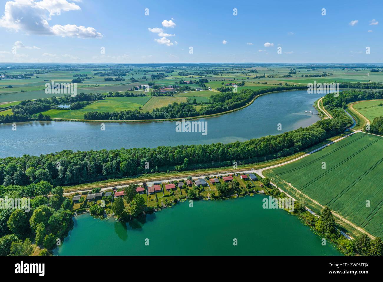 Das Naherholungsgebiet Baggersee an der Donau in Donauwörth im Luftbild ...