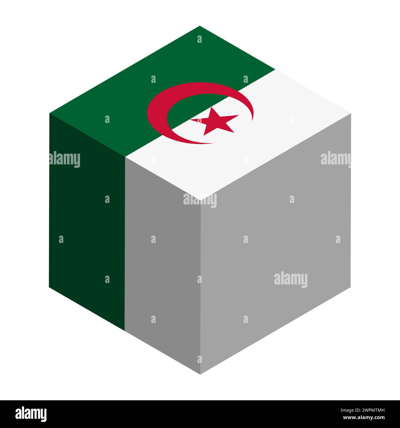 Algeria flag - isometric 3D cube isolated on white background. Vector object Stock Vector Image ...