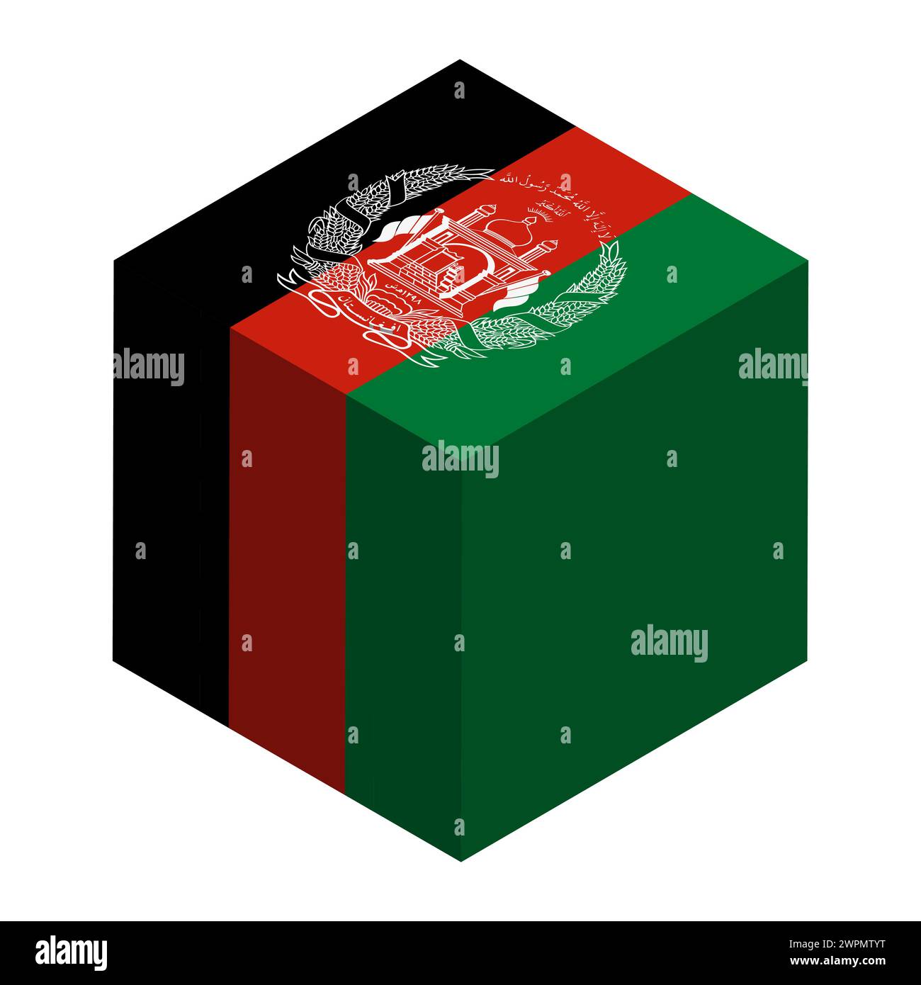 Afghanistan flag - isometric 3D cube isolated on white background. Vector object Stock Vector ...