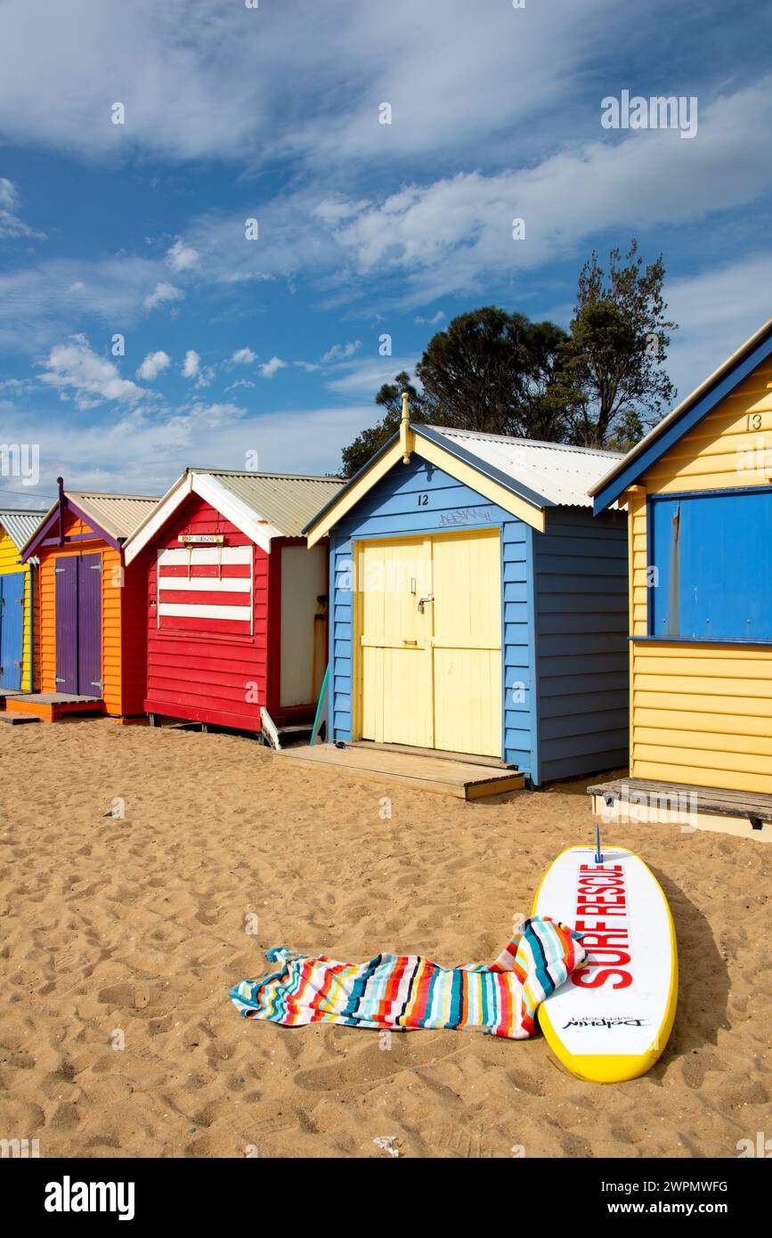 Beach huts on Brighton Beach, Melbourne, Australia. Melbourne is a ...