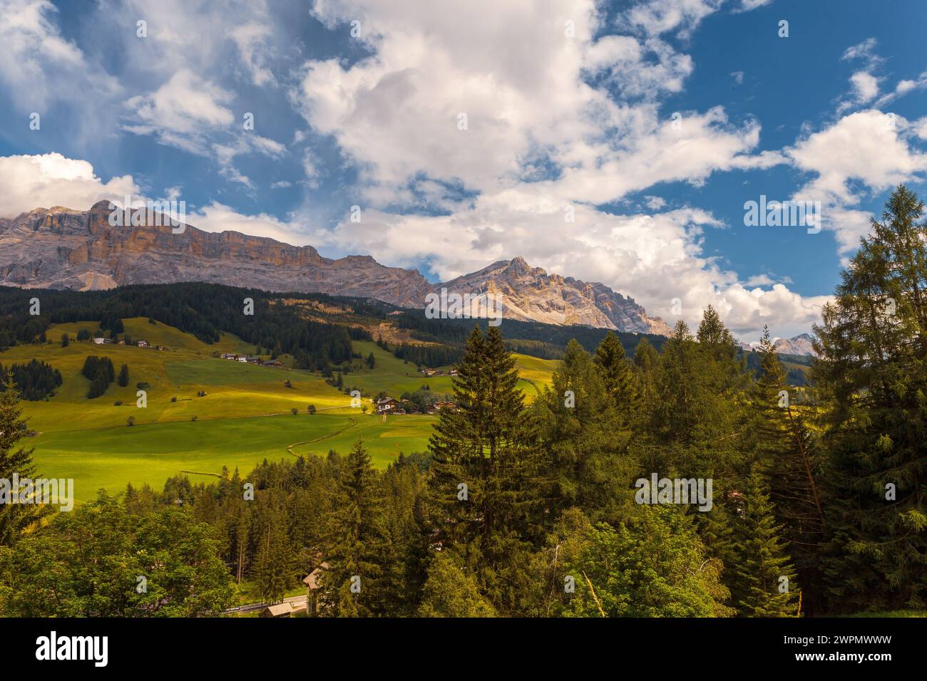 Dolomiti Alps in Alta Badia landscape amd peaks view, Trentino Alto ...